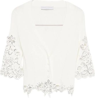 Ermanno Scervino Femme, Pulls, Blanc, Taille: 38 FR Cardigan en coton brod&eacute;