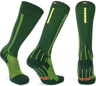 Danish Endurance Chaussettes de Compression 21-26 mmHg, Hommes et Femmes, Unisexes, Lot de 1 ou 2, Vert/Jaune, 39-42