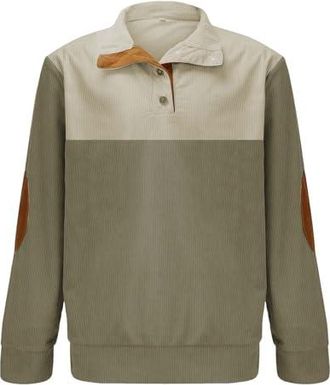 Generic Pull Homme 1/4 Fermeture &Eacute;clair Sweatshirt Sans Capuche Manches Longues en Velours Haut Printemps Sport Pull D&eacute;contract&eacute; Col Montant Streetwear Coudes