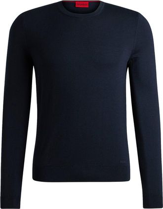 HUGO BOSS Leichter Pullover aus Schurwolle mit O-Neck in