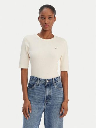 Tommy Hilfiger T-Shirt WW0WW47308 &Eacute;cru Slim Fit