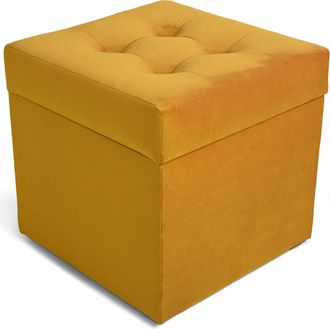 MG Design Polsterhocker 45 x 45 cm Orange mit großem Stauraum (ca. 50 L), bis 300 kg belastbar, weich mit dezentem Schimmer, pflegeleicht - Wohnbereich, Schlafr