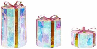 Beliani Outdoor led Weihnachtsbeleuchtung 3er Set Mehrfarbig Metall in Geschenkform mit Stromanschluss zum Aufstellen für Außen Deko Adventsdekoration