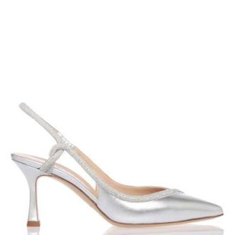 Ninalilou Strass Slingback in Silber Leder - - Shoes - Damen - Grau - 38 EU