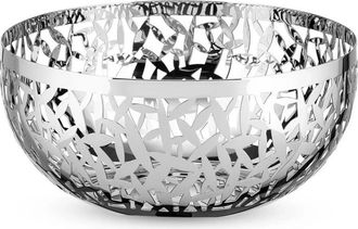 Alessi Obstschale aus Edelstahl mit Kaktusverzierung, hochglanzpoliert, 21 cm, silberfarben