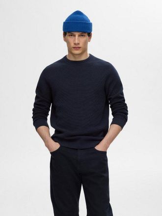 Selected Rundhalspullover SLHROSS LS KNIT STRUCTURE CREW NECK NOOS Baumwolle, regular fit