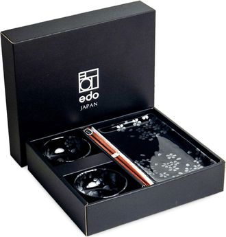 Generic BESTSELLER 2023 - Sushi Set schwarz - Hana Black - 2 Personen - Japanisches Sushi Set - Sushi Geschirrset f&uuml;r 2 - Sushi-Teller - Sushi-Teller - Sushi 