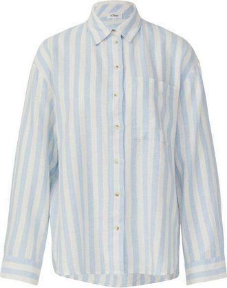 s.Oliver Langarmbluse Bluse Hemdbluse aus Leinenmix im Relaxed Fit