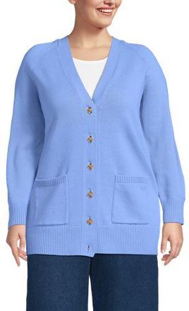 Lands End Relaxter V-Cardigan DRIFTER, Damen, Größe:56-58 plus, Blau, Baumwolle, by Lands End