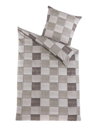 Soma Renforcé Bettwäsche 135 x 200 cm Bettbezug 135 cm x 200 cm Kopfkissenbezug 80 x 80 cm Kiran Hellbraun