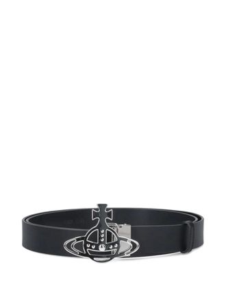 Vivienne Westwood ceinture en cuir à boucle Orb - Noir