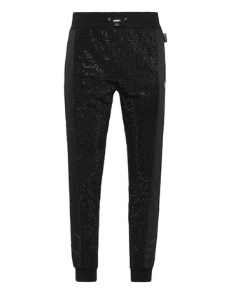 Philipp Plein Trousers Jogging Nylon Inserts Monogram Strass