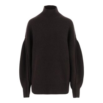 Carven Rippstrick-Kaschmirpullover mit hohem Kragen - - Knitwear - Damen - Braun - XS