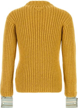 Prada Virgin Wool Ribbed Sweater - Yellow