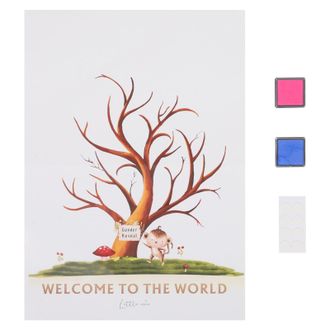 Supvox Fingerabdruckbaum G&auml;stebuch Satz f&uuml;r Gender Reveal Party Babyparty Dekoration Inkl Blau Pink Stempelkissen Erinnerungsschilder f&uuml;r G&auml;stew&uuml;nsche
