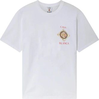 Casablanca Homme, Tops, Blanc, Taille: 2XL T-shirt en coton imprim&eacute;