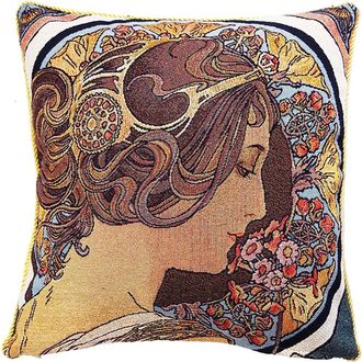 SIGNARE CCOV-Art-AM-Primrose Gobelin-Kissenbezug, 45 x 45 cm, nur Kissenbezug, Farbe: Mucha Prima