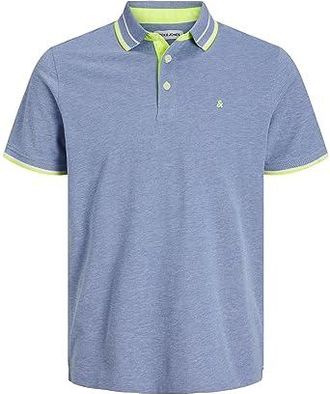 Jack & Jones Polo Slim fit Homme JJEPAULOS uni Chemise été col Polo Manche Courte Coton piqué Basique, Couleurs:Bleu-4, Size:XS