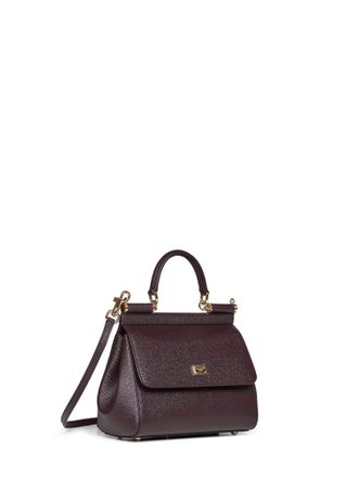 Dolce & Gabbana Womens Handbag Sicily Bordeaux Calf Leather Handbags Hand Bags