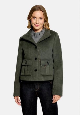 Cartoon Canvasjacke Damen mit aufgesetzten Taschen