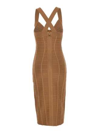 Elisabetta Franchi Womens Sheath Dress Beige Viscose