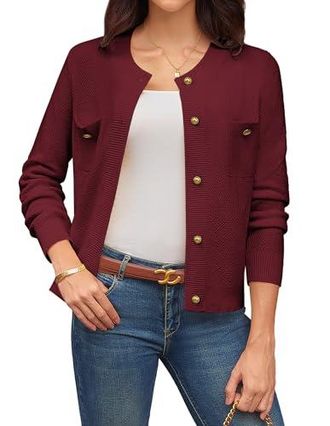Grace Karin Cardigans pour Femme &agrave; Manches Longues avec Boutons en Tricot L&eacute;ger pour Bureau et Soir&eacute;e avec Poches, S