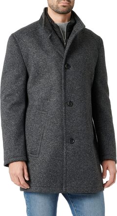 Bugatti Herren Mantel mit einem melierten Oberstoff in der Passform Modern Fit