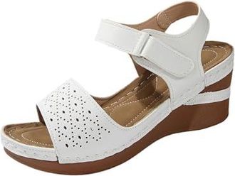 Generic Sandales &agrave; talon compens&eacute; pour femme - Bout ouvert - Chaussures d&eacute;t&eacute; d&eacute;contract&eacute;es - Couleur unie - Semelle &eacute;paisse - &Eacute;l&eacute;gantes et respirantes - Sanda