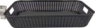 ECO AUFBEWAHRUNGSKORB 35x25x6,5cm Kunststoff Rattan-Optik K&ouml;rbchen Ablagekorb Kiste Korb 3-Varianten 03 (Schwarz)