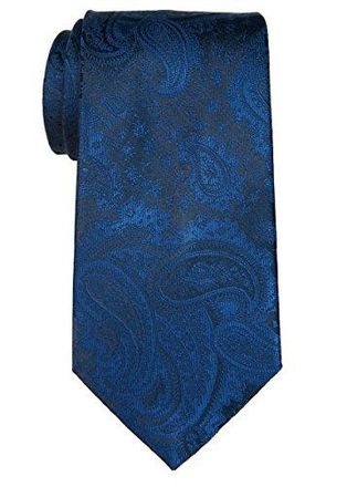 Retreez Cravate classique en microfibre tiss&eacute;e textur&eacute;e cachemire 8 cm pour homme, bleu marine, taille unique