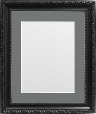 Frames by Post H7 Bilderrahmen mit doppeltem Passepartout, Schwarz, 30 mm schwarzer Rahmen mit dunkelgrauem Passepartout, 18 x 14 Pic Size 14 x 11