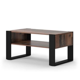 Vicco Table basse Olli, Bois antique, 92 x 52,4 cm avec tablette