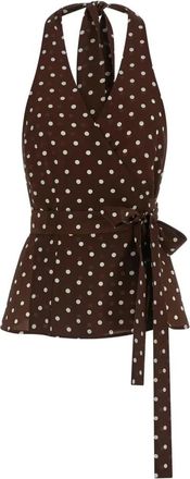 P.A.R.O.S.H. P.a.r.o.s.h., Femme, Tops, Brun, Taille: 38 FR Top en soie &agrave; pois