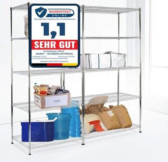 Mammut Tag&egrave;re en m&eacute;tal Everest Chrom&eacute; 3/4/5 &Eacute;tag&egrave;res 60 x 35 x 90 cm Charge Max : 350 kg