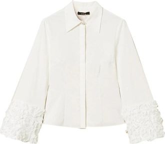 Twin-Set Actitude, Femme, Blouses et Chemises, Blanc, Taille: 36 FR Chemise en Popeline de Coton Stretch