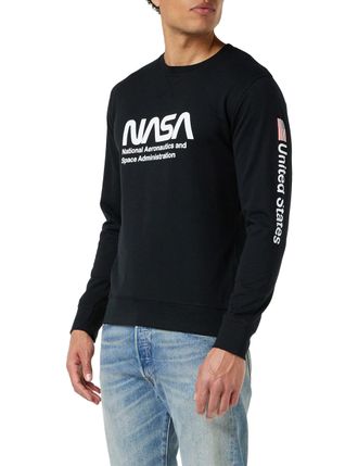 Mister Tee Herren NASA US Crewneck Pullover, black, XS
