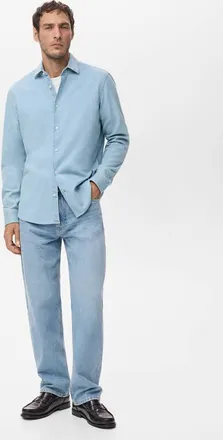 Mango Chemise en jean 100 % coton bleu clair - Homme - XXL - MANGO MAN