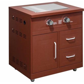 Oviala Meuble gazini&egrave;re 2 br&ucirc;leurs pour cuisine ext&eacute;rieure brique