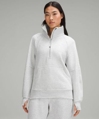lululemon Sweat demi-zipp&eacute; Scuba Oversized &agrave; col chemin&eacute;e Long pour Femmes - Light Gris - Taille XL/2XL