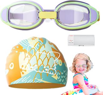 Generic Schwimmbrille f&uuml;r Kinder, Schwimmkappen f&uuml;r Kinder | Anti-Beschlag-Brille mit Silikondeckeln | Bequemes Badezubeh&ouml;r f&uuml;r Kinder von 3 bis 12 Jahren