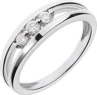 Edenly Trilogie-Ring Untiefe - Weißgold mit 3 Diamanten