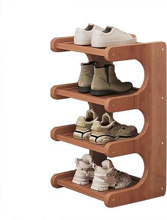 Generic Schuhregal Aus Bambus Mit 5 Ebenen, Schmal, Faltbar, Für Flur, Schlafzimmer Oder Eingang, Platzsparendes Design Für Kleine Räume Und Ecken(4)