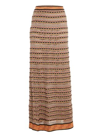Missoni jupe en maille ajourée à rayures - Marron