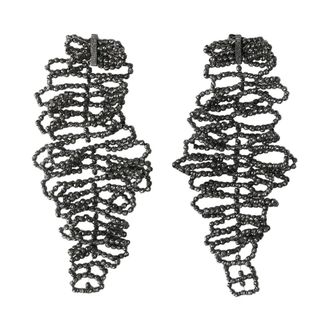 Brunello Cucinelli Femme, Accessoires, Noir, Taille: ONE Size Sculptured Design Earrings