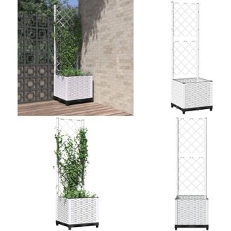 vidaXL Vidaxl - Jardini&egrave;re avec treillis Blanc 40x40x136 cm pp - Jardinierre Murale - Pot Plante Grimpante - Support Vignes - Bac Plantation Ext&eacute;rieur