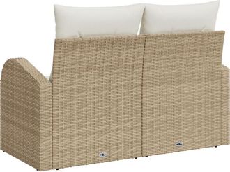 vidaXL Gartensofa mit Kissen Beige 124 x 62 x 69cm Poly-Rattan Vidaxl