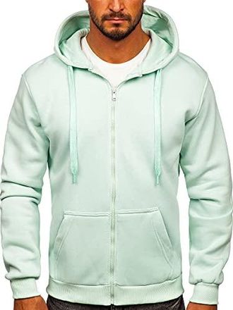 BOLF Homme Sweat-Shirt a Capuche avec Fermeture Eclair Hoodie Sweat Zippe Manches Longues Temps Libre Sport Fitness Outdoor Basic Casual Style 2008 Menthe 