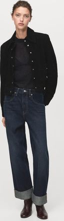 Mango Wide-Leg-Jeans mit umgeschlagenem Beinabschluss blau - Damen - 34 - MANGO