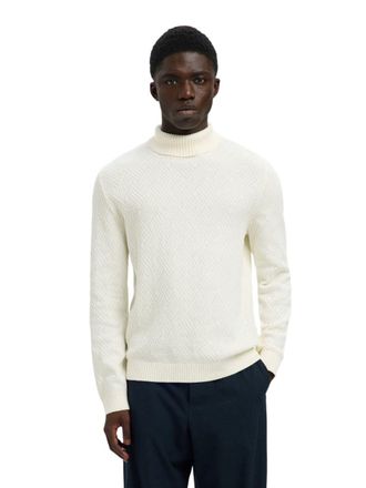 Selected Herren Rollkragen Pullover SLHTREVOR LS Knit Structure ROLL Neck, Gr&ouml;&szlig;e:XXL, Farbe:16098329 Egret