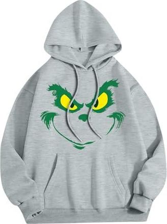 Generic Le Grinch Sweat Femme A Capuche Moche Sweatshirts Hiver Vetement De The Costume Noël Pulls Chaud Femmes Christmas Pilou Polaire Plaid Noel Pull Deguis